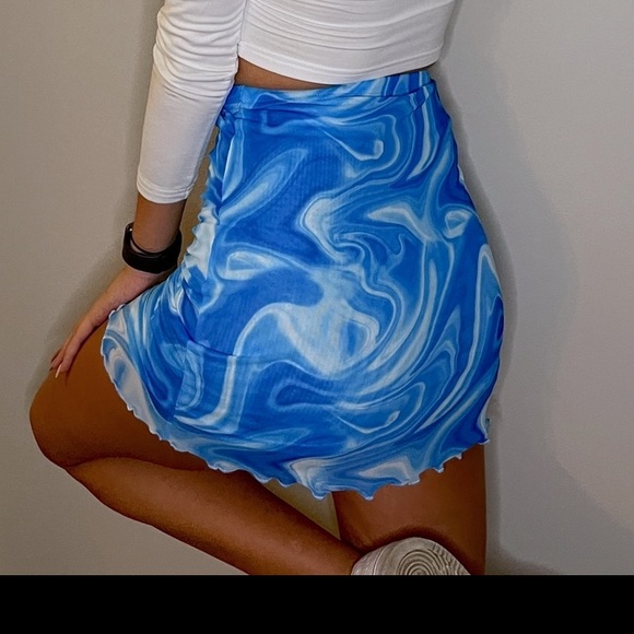 Skirts | Mesh Raver Blue Swirl Skirt Y2k | Poshmark